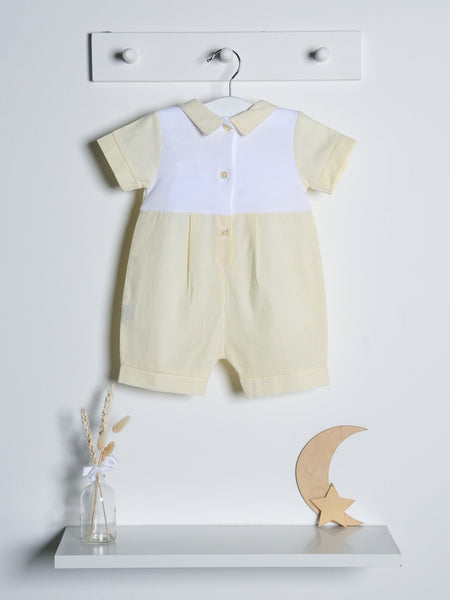Lemon peter pan collar seersucker romper – Rose & Albert