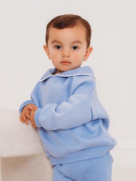 'Ari' Blue peter pan collar sweatshirt & ribbed legging set – Rose & Albert
